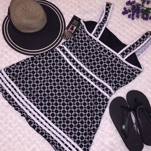 Shore Shapes | Swim | Nwt Shore Shapes Retro Geo Print Swimdress Black ...